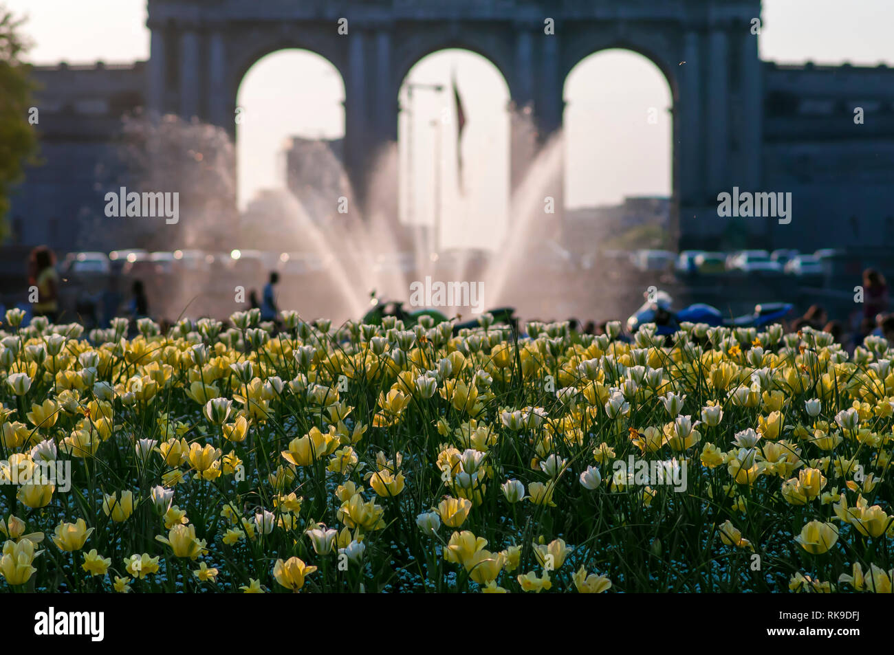 Brussels, Belgium. Triumphal arch at the Parc du Cinquantenaire ...