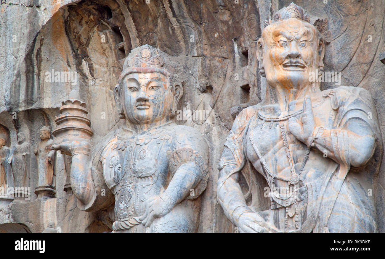 Famous Longmen Grottoes (statues of Buddha and Bodhisattvas carved in ...