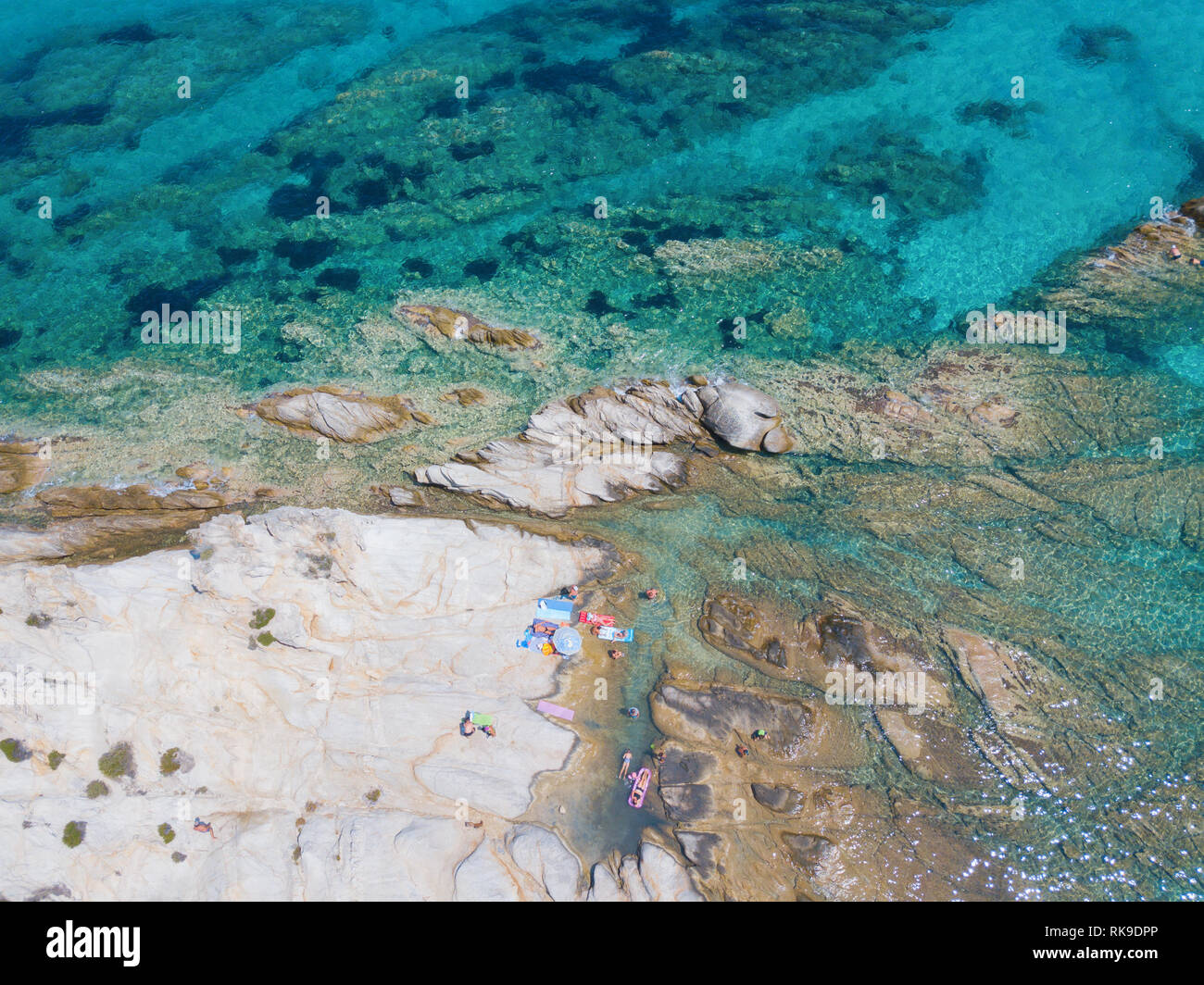 Aerial photo of the beautiful beach on Sitonia, Chalkidiki region ...