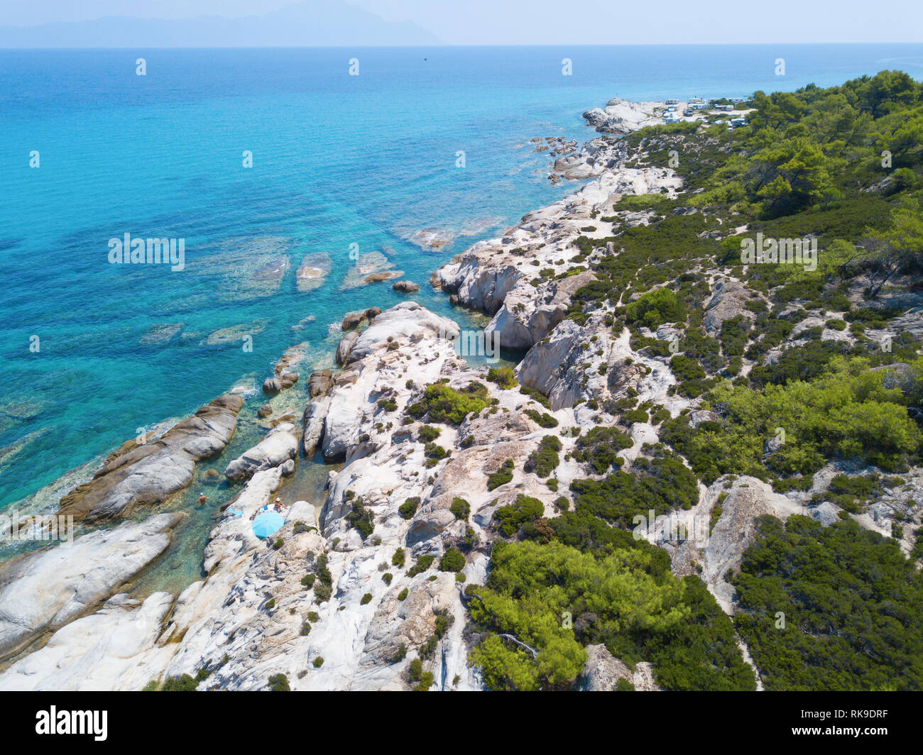 Aerial photo of the beautiful beach on Sitonia, Chalkidiki region ...