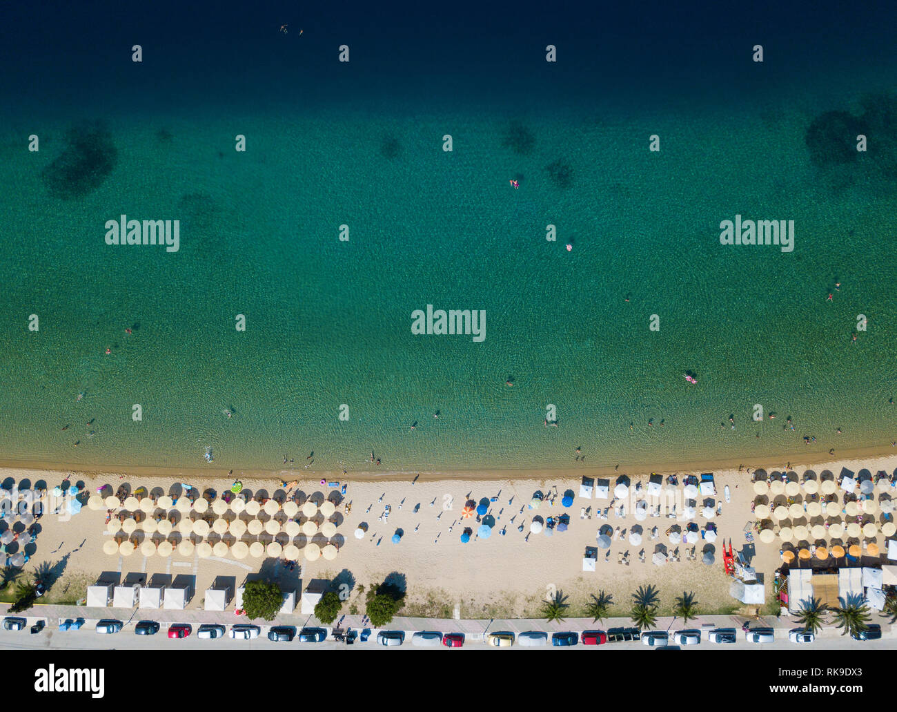 Aerial photo of the beautiful beach on Sitonia, Chalkidiki region ...