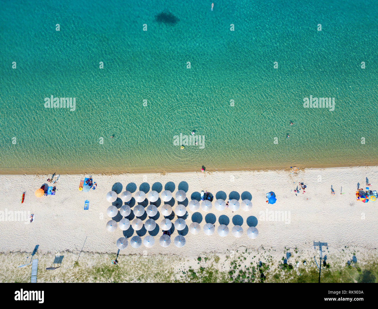 Aerial photo of the beautiful beach on Sitonia, Chalkidiki region ...