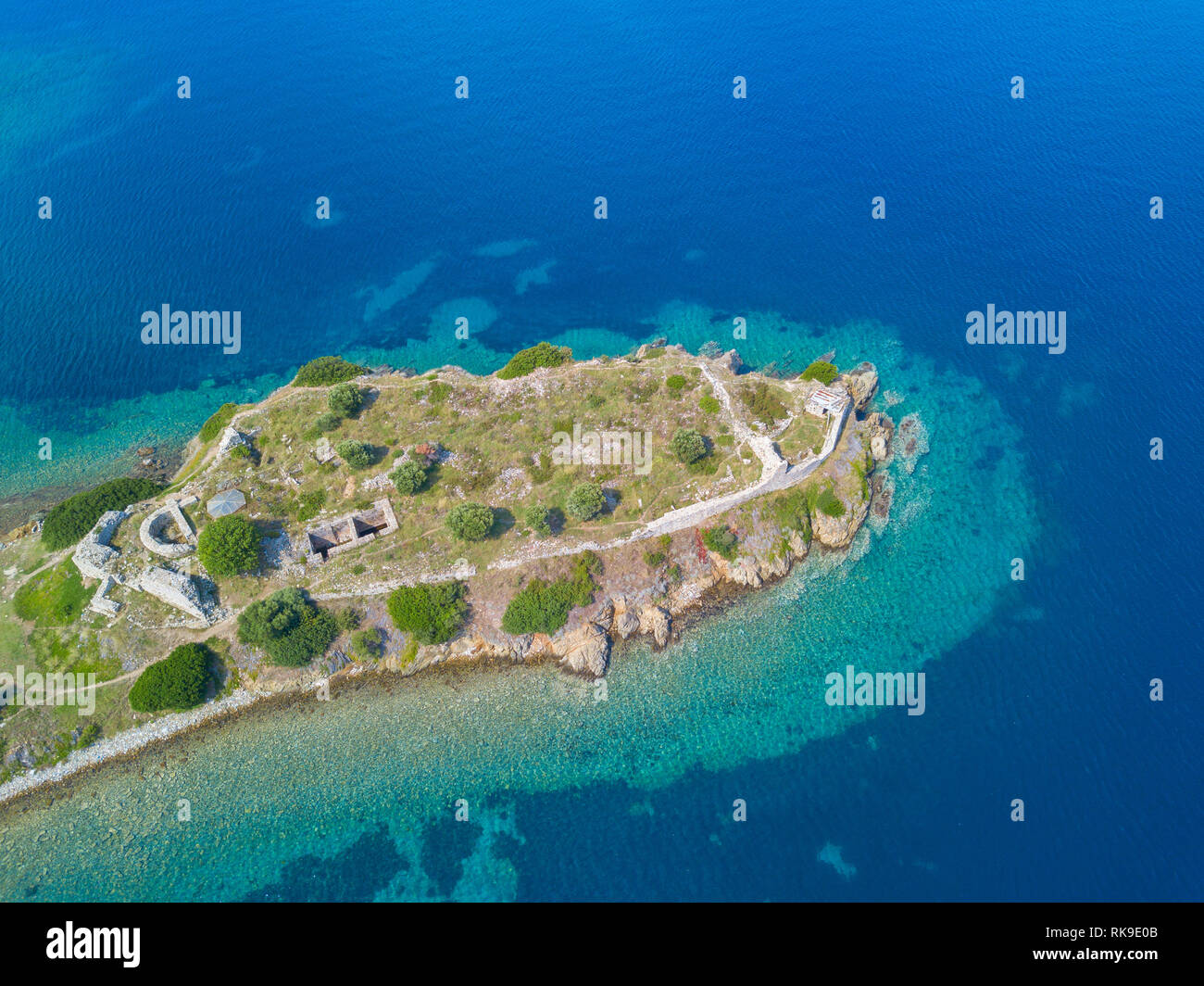 Aerial photo of the beautiful beach on Sitonia, Chalkidiki region ...