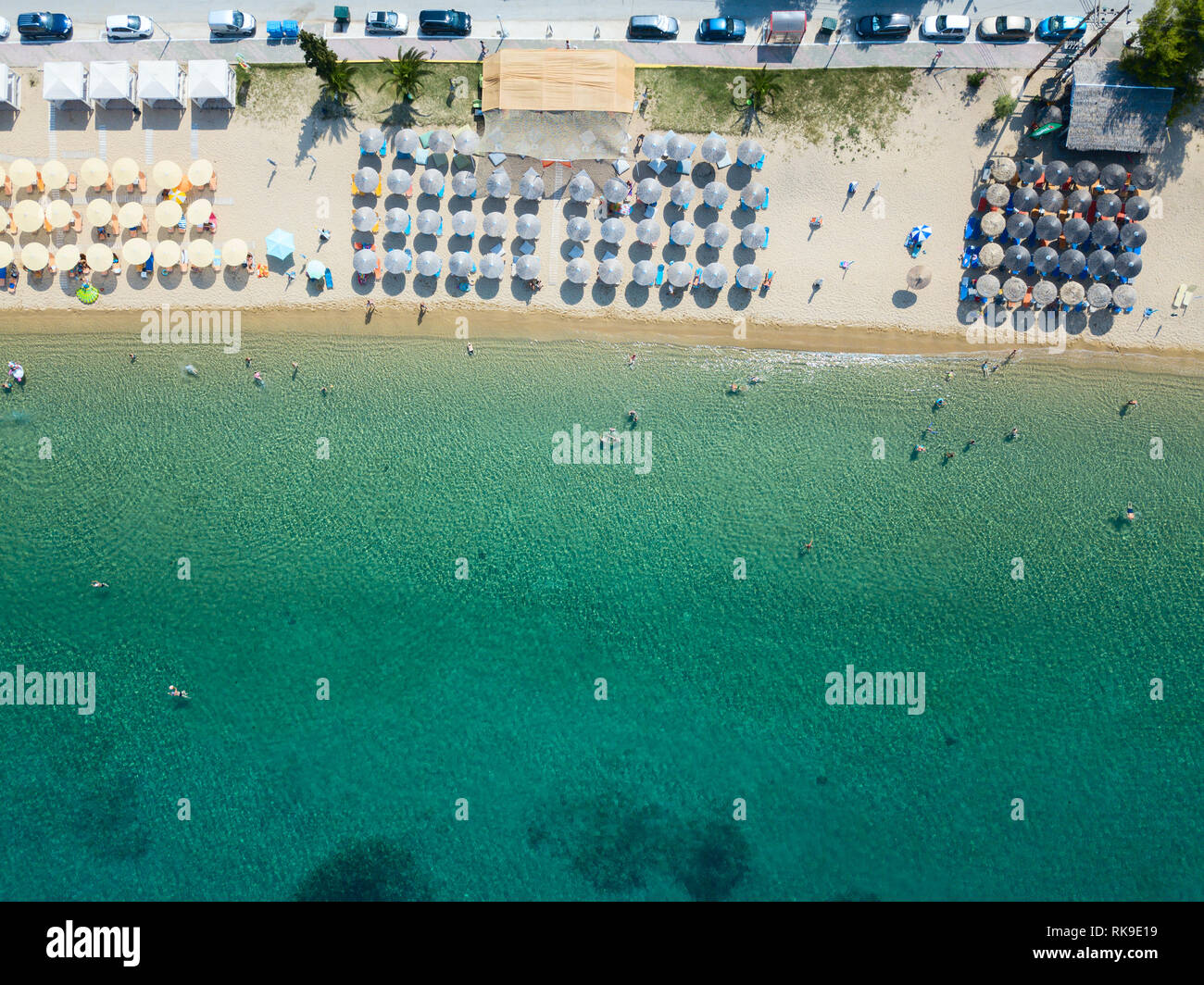 Aerial photo of the beautiful beach on Sitonia, Chalkidiki region ...