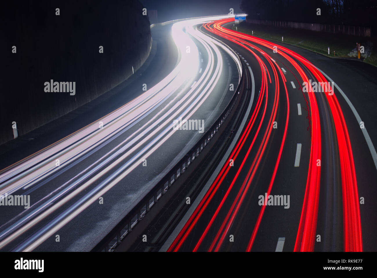 Red and white car trail lights on highway Stock Photo - Alamy