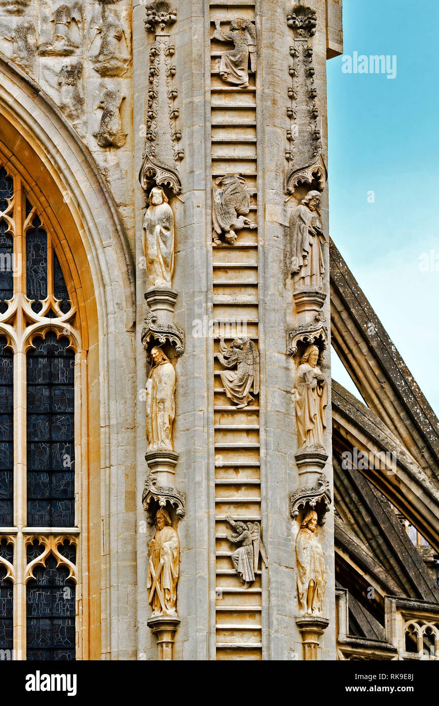 UK Somerset Bath Abbey Part Of Jacob's Ladder Stock Photo - Alamy