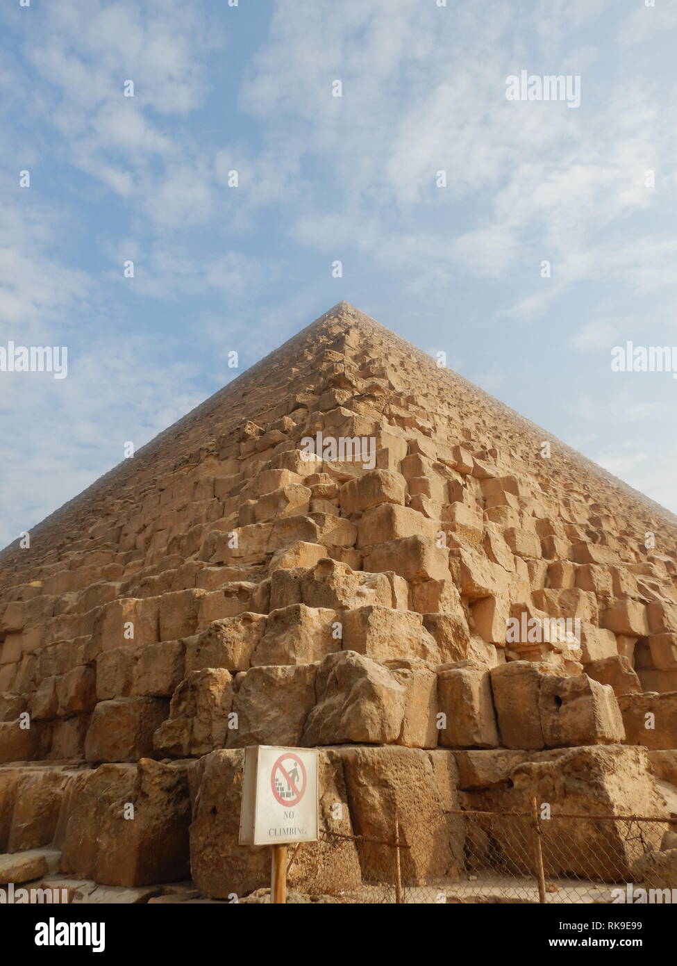 Pyramids of Giza Egypt with no climbing sign Stock Photo - Alamy