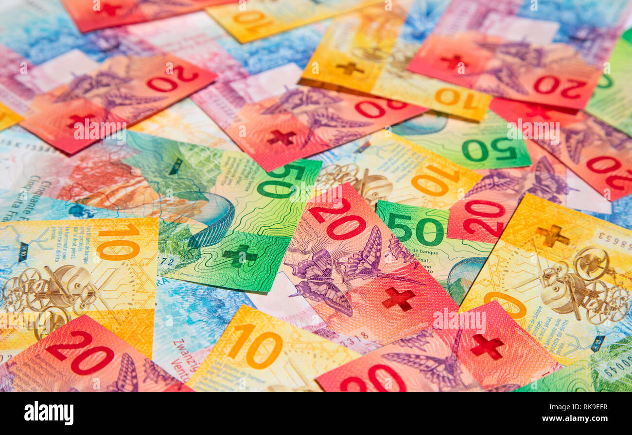 Collection of the new swiss banknotes (issued in 2017 Stock Photo - Alamy