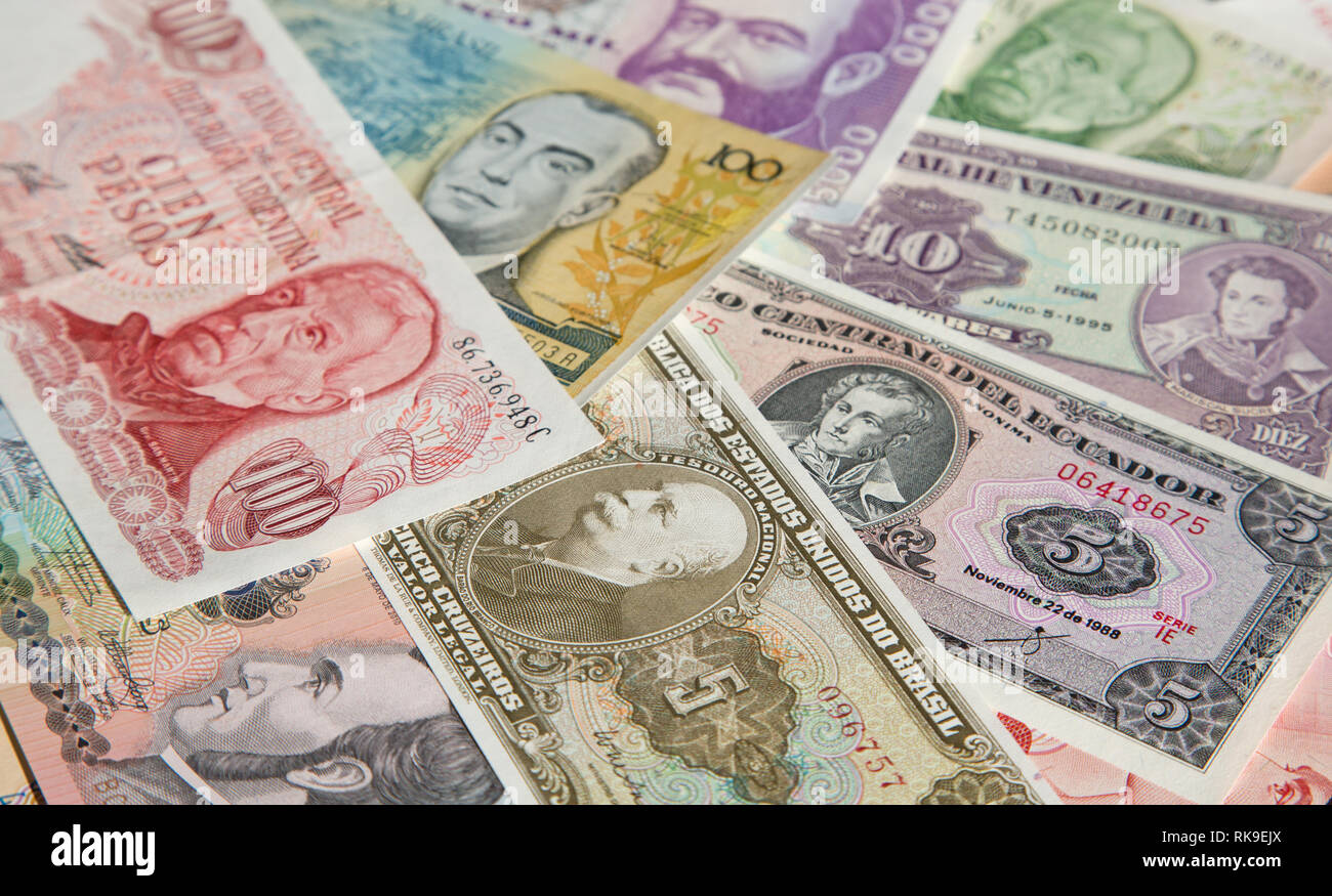 Variety of South American banknotes Stock Photo - Alamy