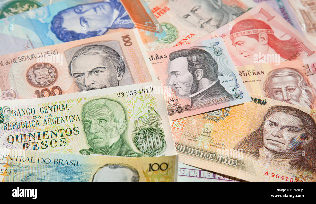 Variety of South American banknotes Stock Photo - Alamy