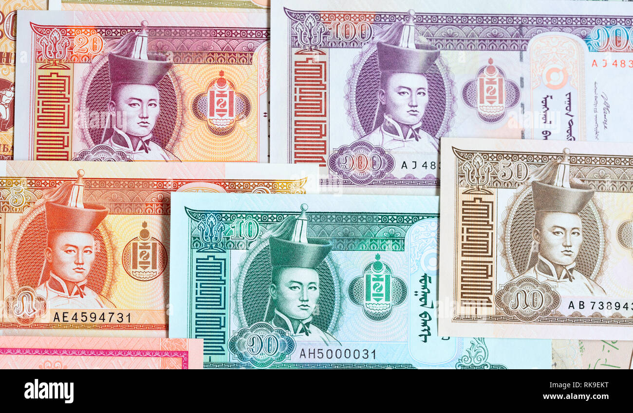 Banknotes of the Mongolia Stock Photo - Alamy