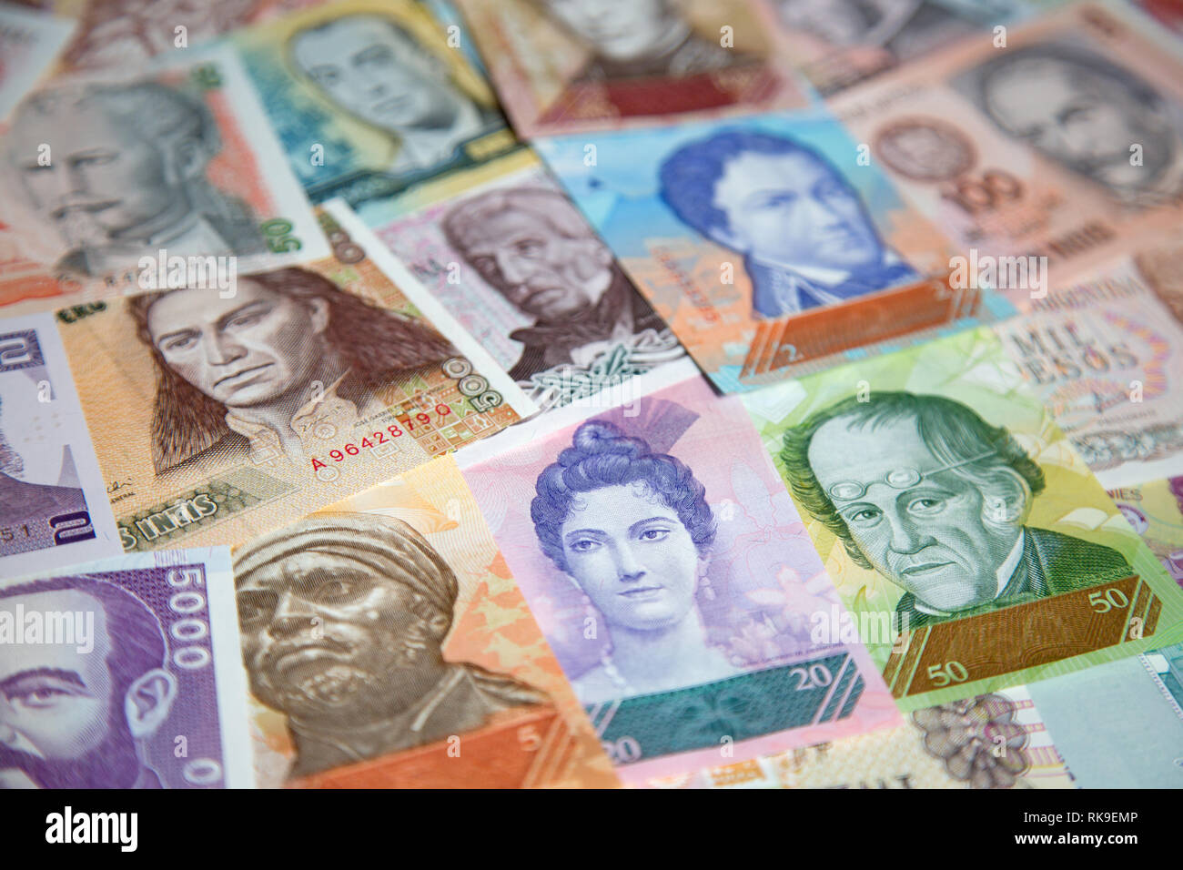 Variety of South American banknotes Stock Photo - Alamy