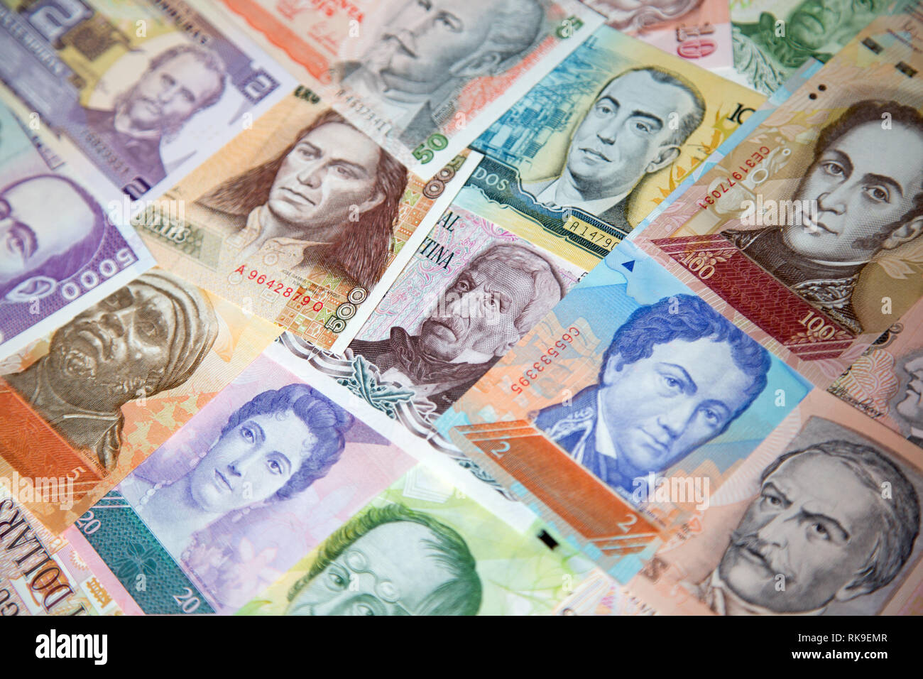 Variety of South American banknotes Stock Photo - Alamy