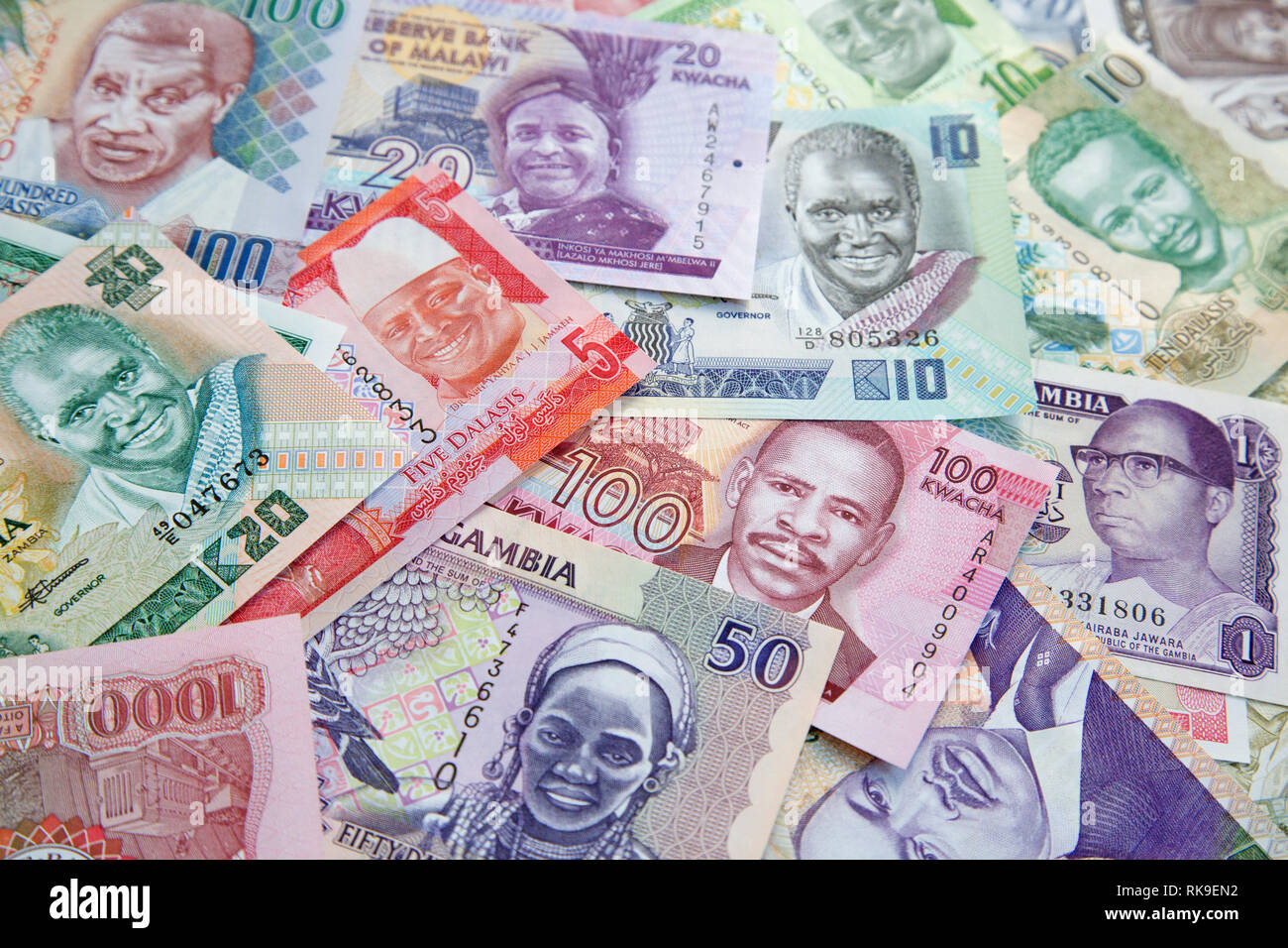 Variety of the African banknotes Stock Photo - Alamy