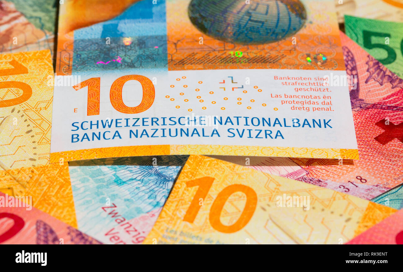 Collection of the new swiss banknotes (issued in 2017 Stock Photo - Alamy