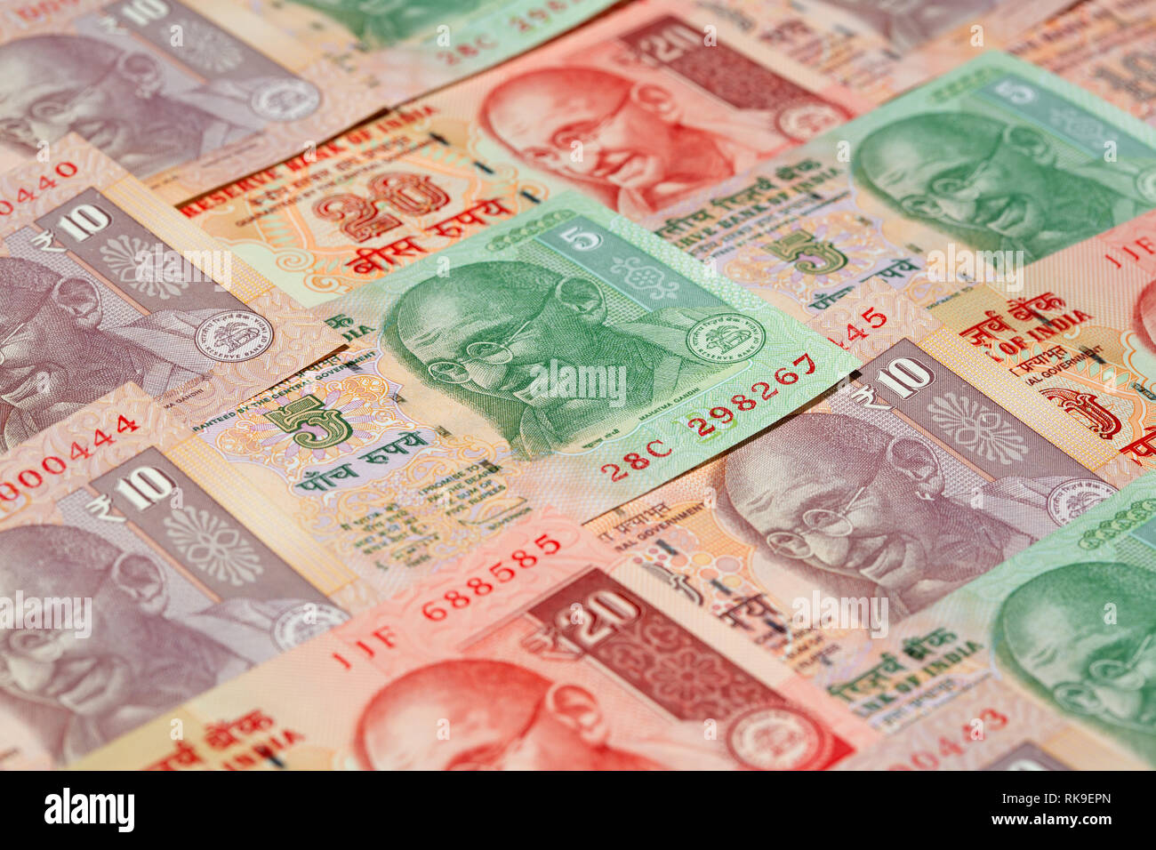 Collection of the Indian banknotes Stock Photo - Alamy