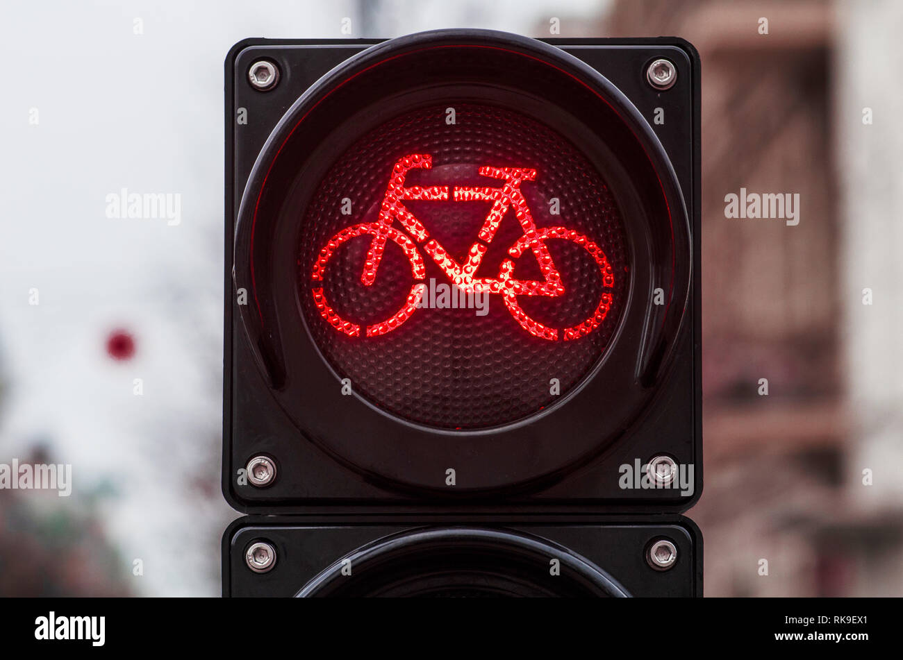 Bicycle traffic signal, red light, road bike, free bike zone or area ...