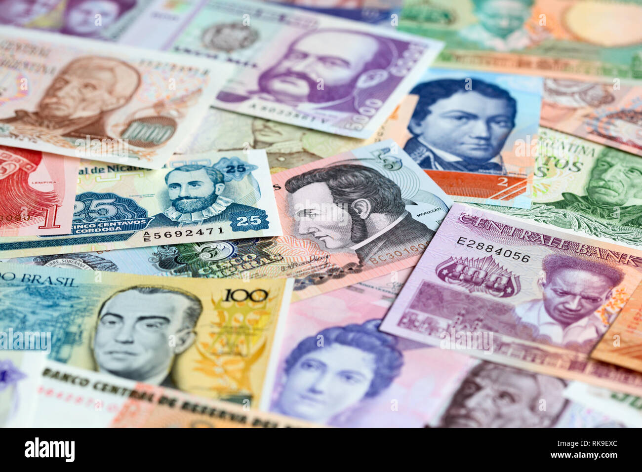 Variety of South American banknotes Stock Photo - Alamy