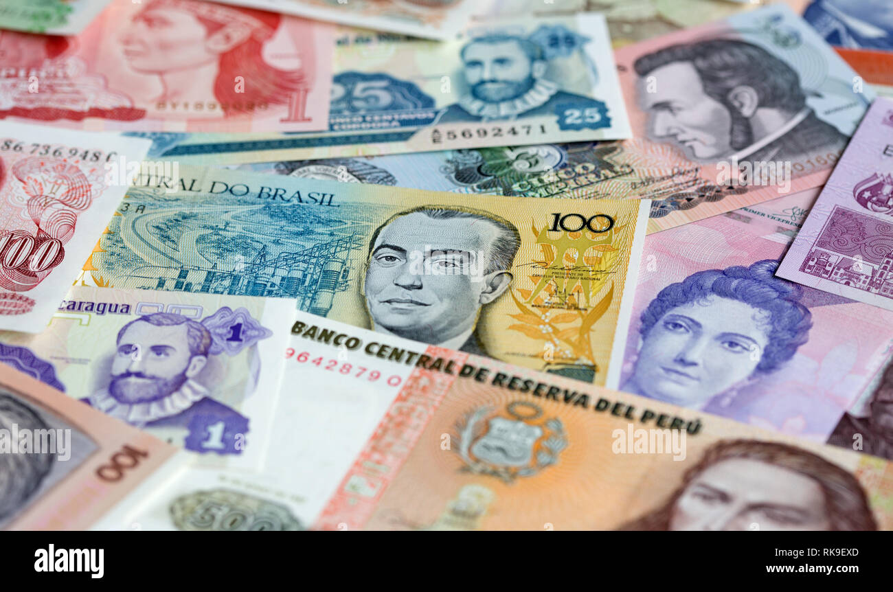 Variety of South American banknotes Stock Photo - Alamy