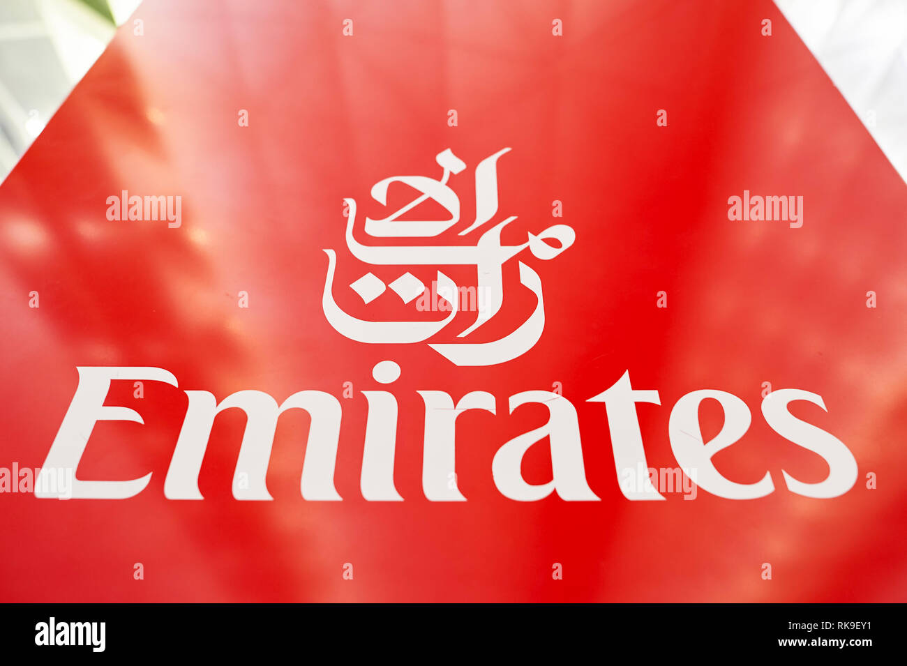 HONG KONG - SEPTEMBER 09, 2015: design of Emirates check in counters at ...