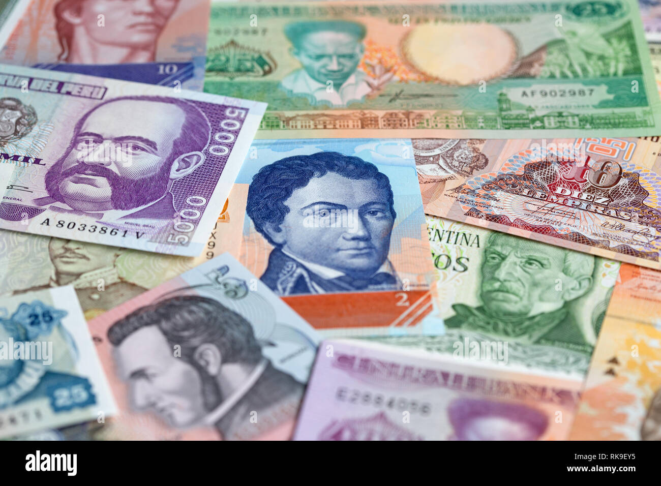 Variety of South American banknotes Stock Photo - Alamy