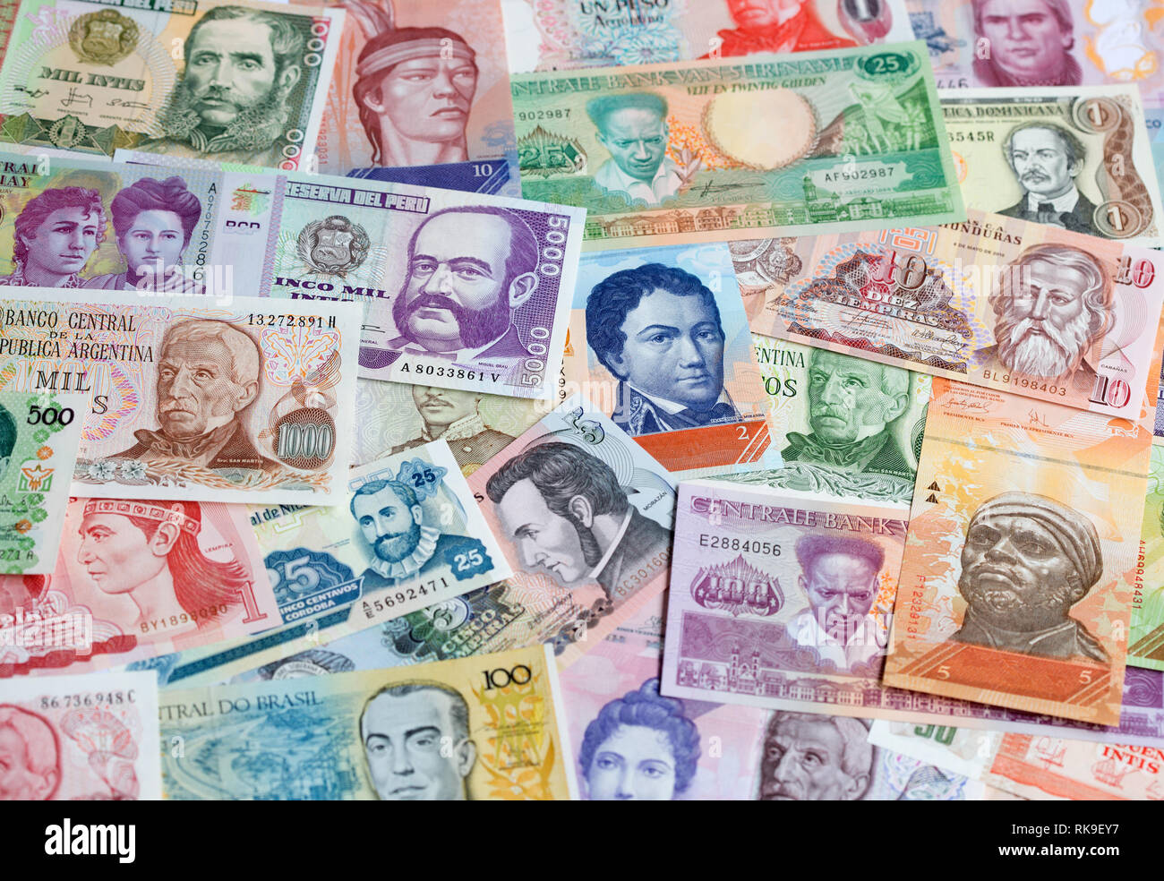 Variety of South American banknotes Stock Photo - Alamy