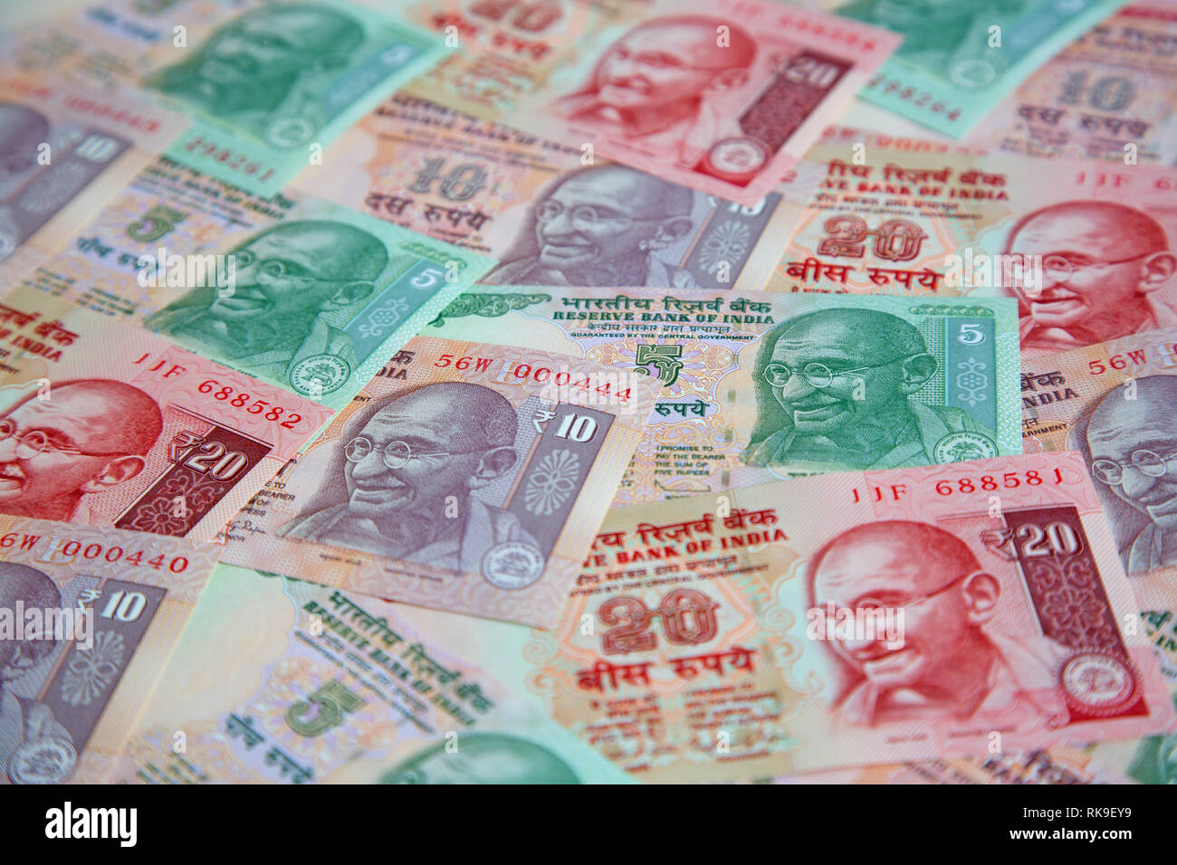 Collection of the Indian banknotes Stock Photo - Alamy