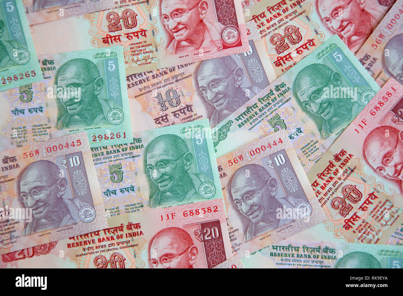 Collection of the Indian banknotes Stock Photo - Alamy
