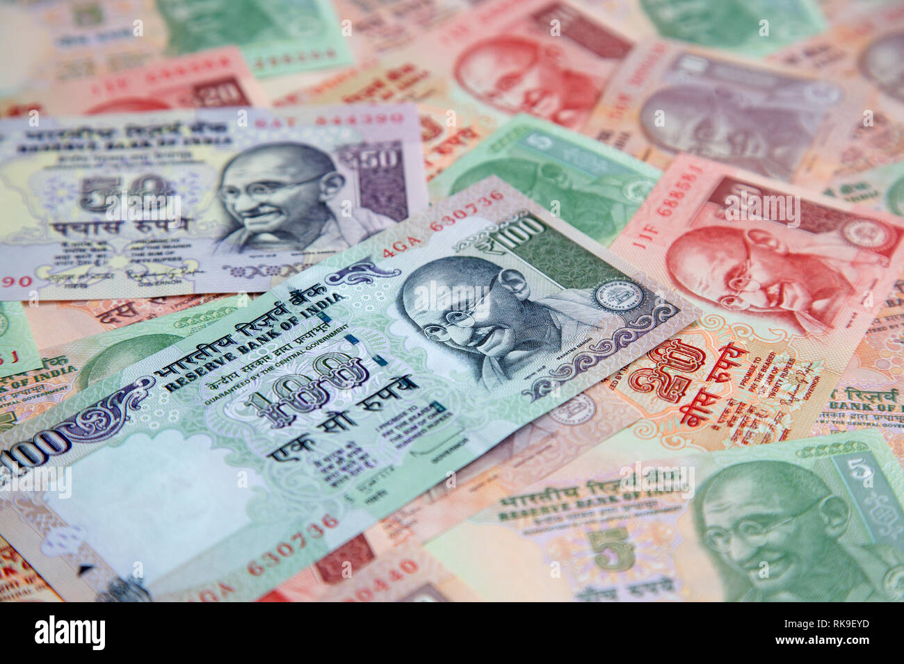 Collection of the Indian banknotes Stock Photo - Alamy