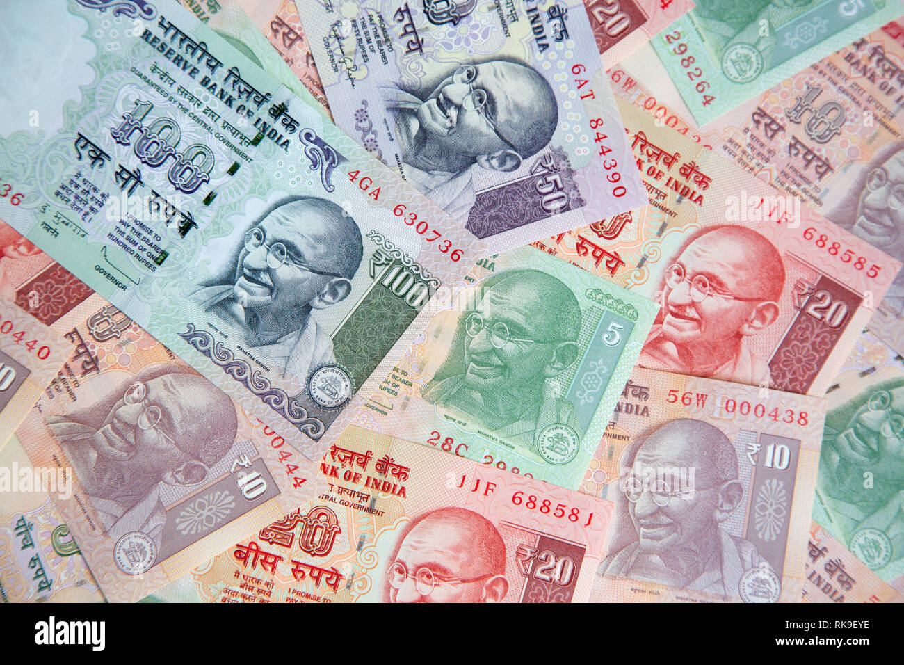 Collection of the Indian banknotes Stock Photo - Alamy