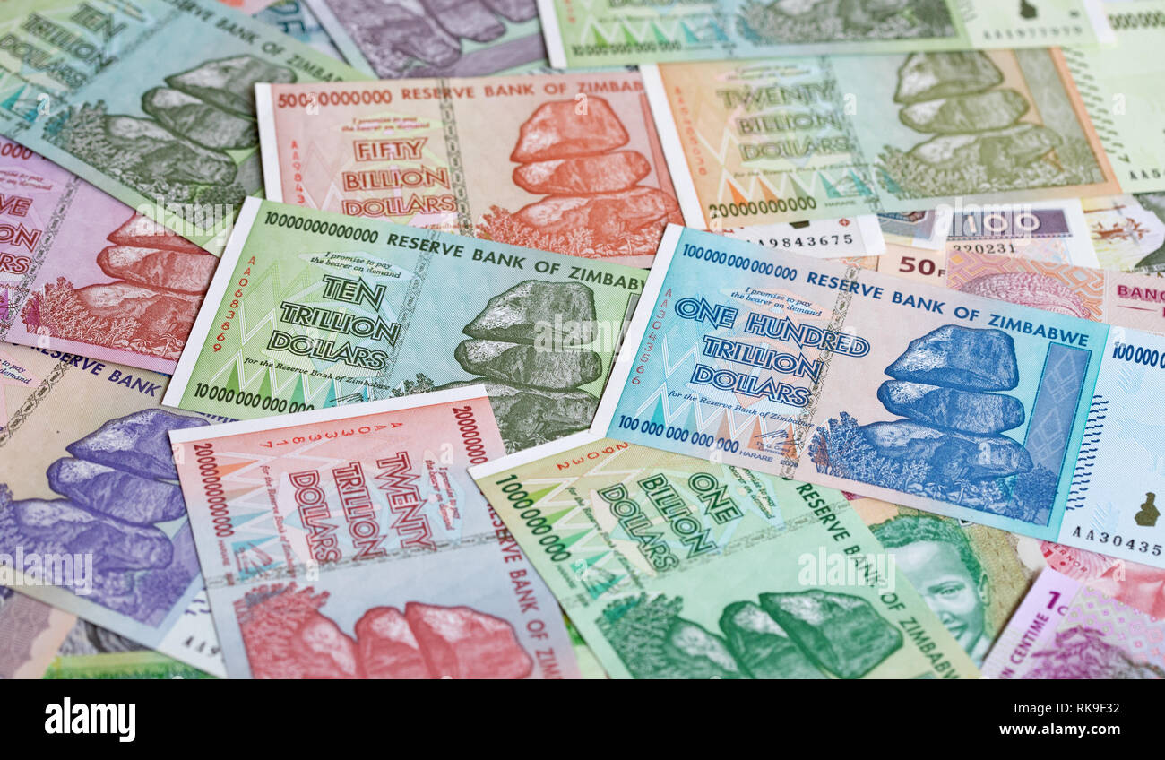 Banknotes of Zimbabwe after hyperinflation Stock Photo - Alamy