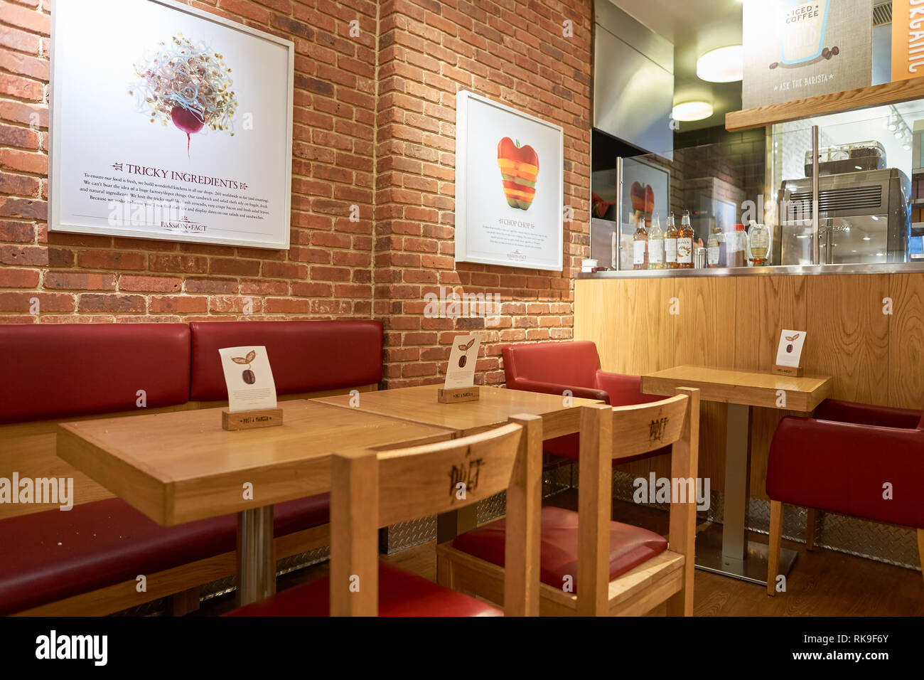 NEW YORK - CIRCA MARCH, 2016: inside Pret a Manger. Pret a Manger is a ...