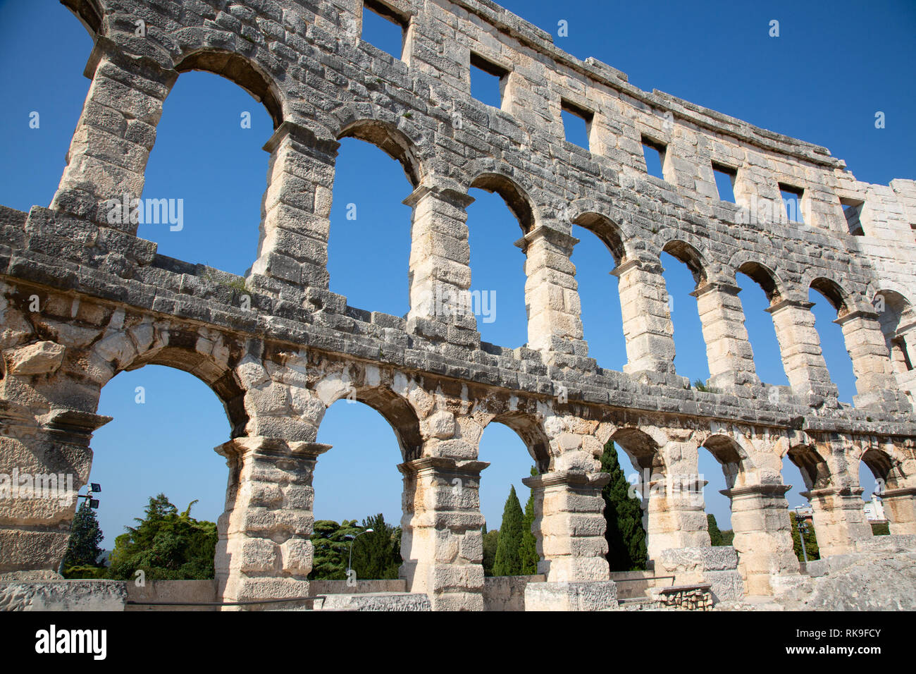 Ancient roman amphitheater in the croatian city Pula Stock Photo - Alamy