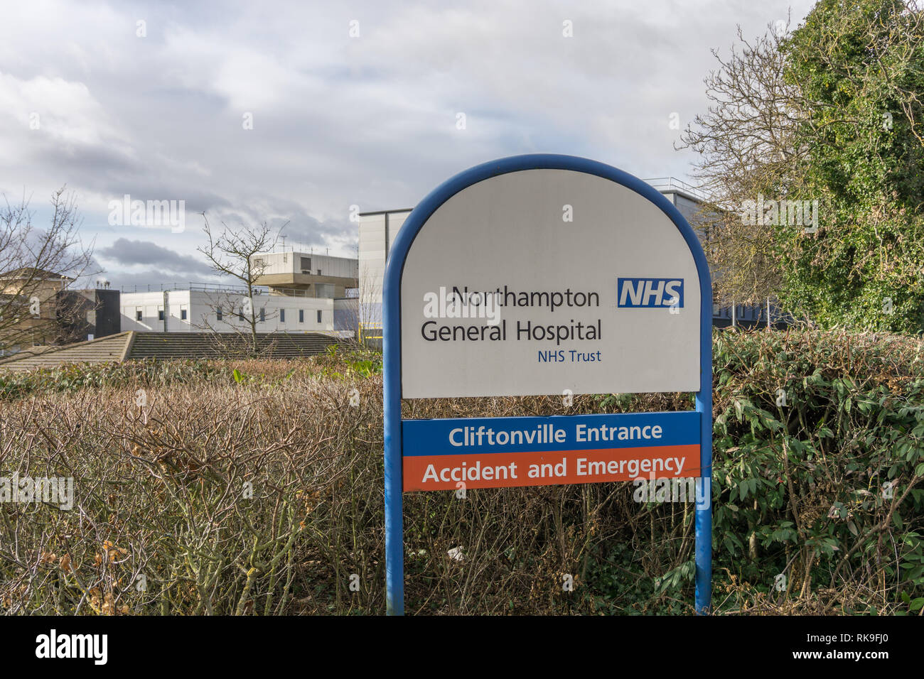 Sign for Northampton General Hospital, an NHS hospital, Northampton ...