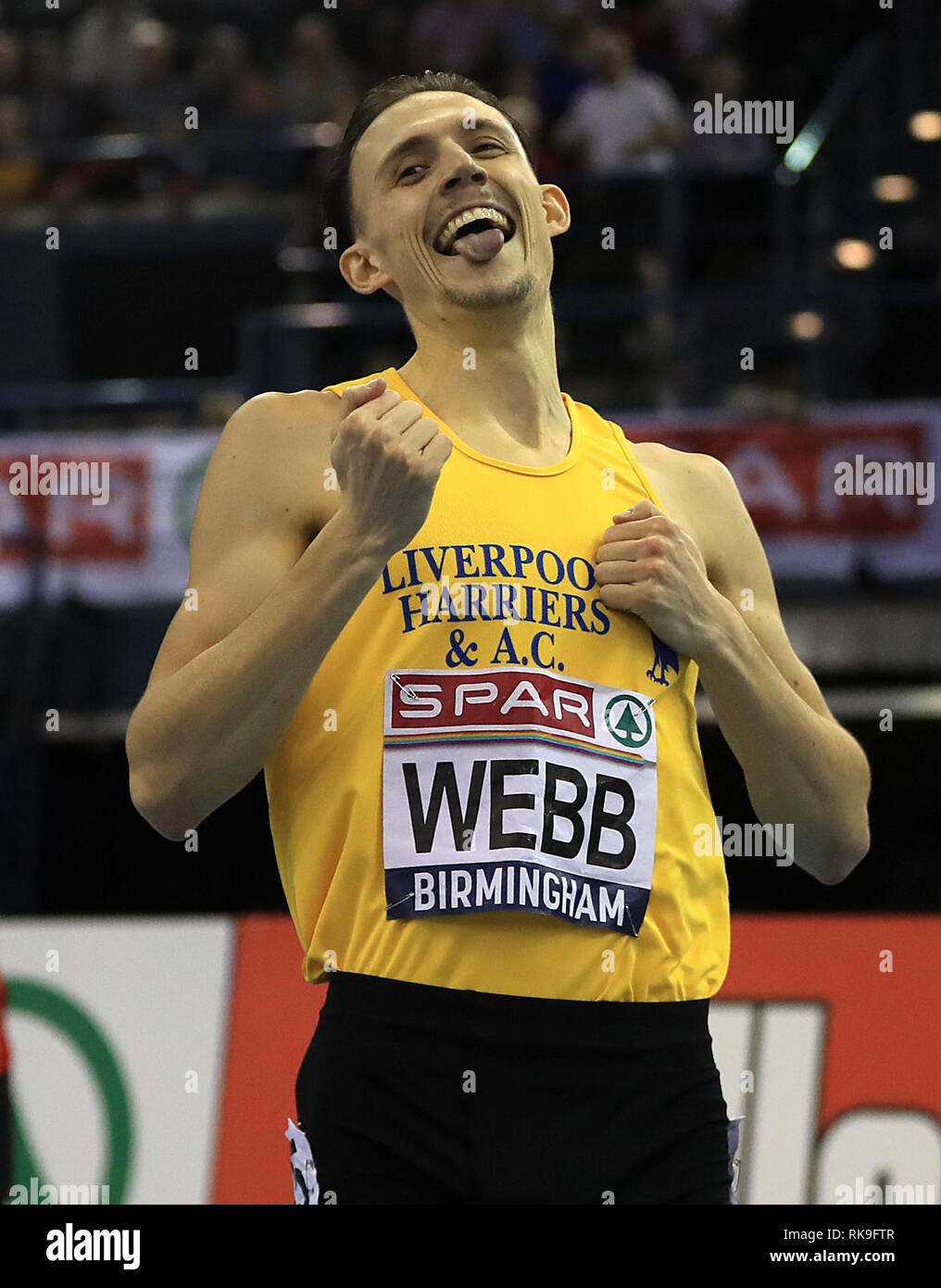 Jamie Webb celebrates winning the Men's 800 metres prior to being ...