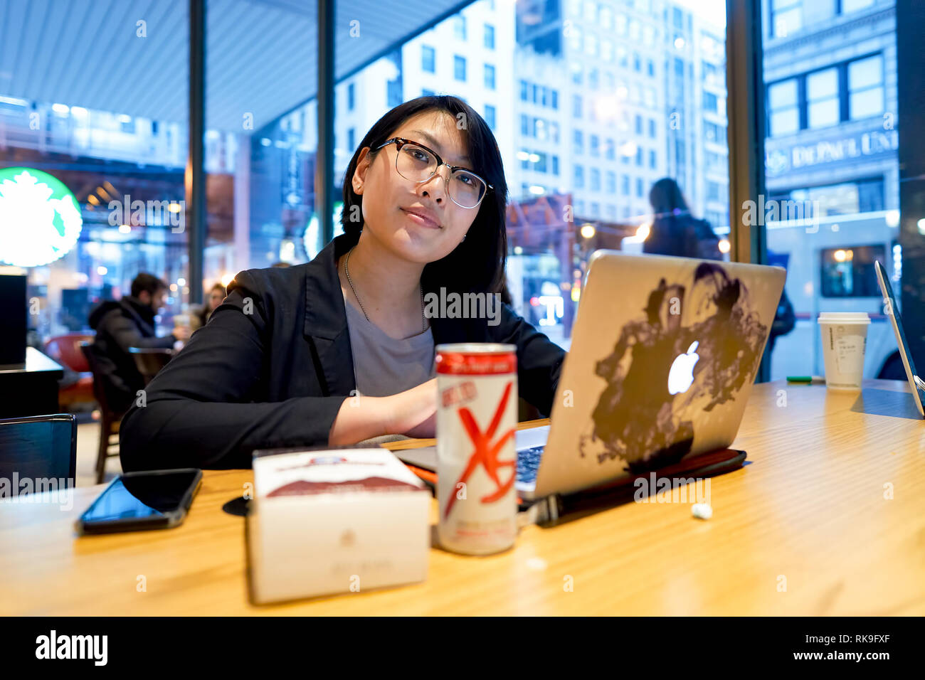 CHICAGO, IL - CIRCA MARCH, 2016: inside of Starbucks Cafe. Starbucks Corporation is an American ...