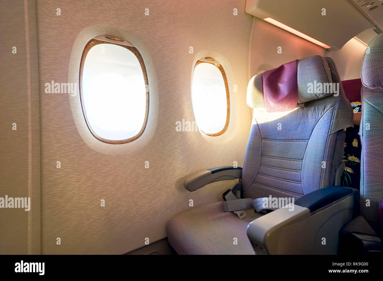 HONG KONG - MARCH 08, 2016: inside of Emirates Airbus A380. The Airbus ...