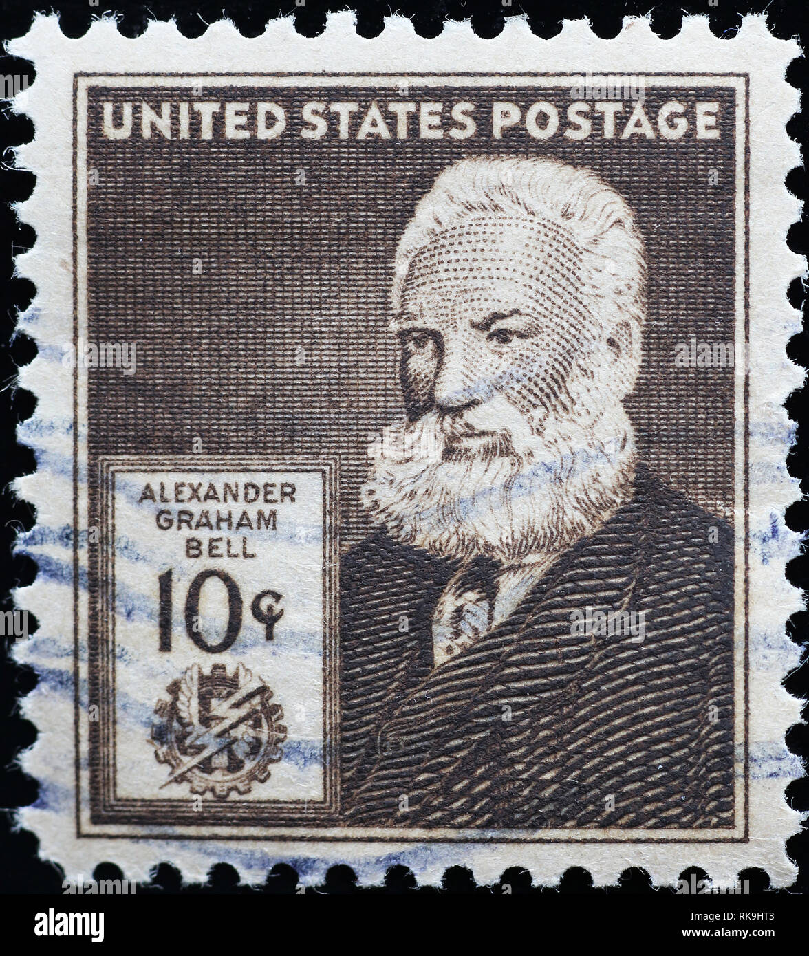 Alexander Graham Bell on vintage american postage stamp Stock Photo - Alamy