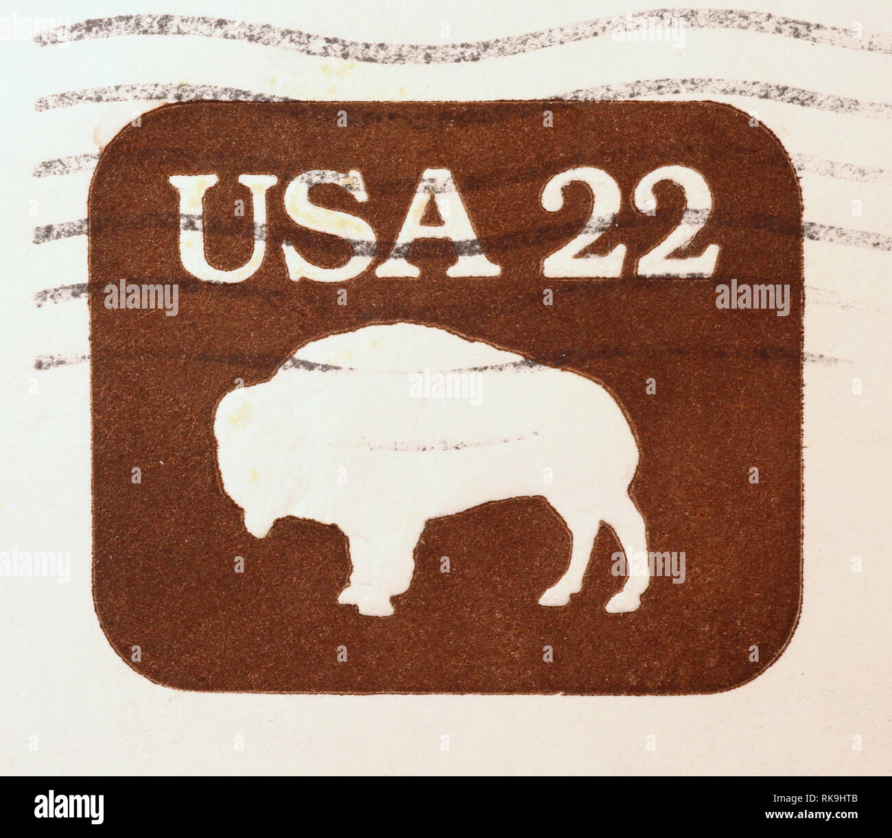 American bison on us postage stamp Stock Photo - Alamy