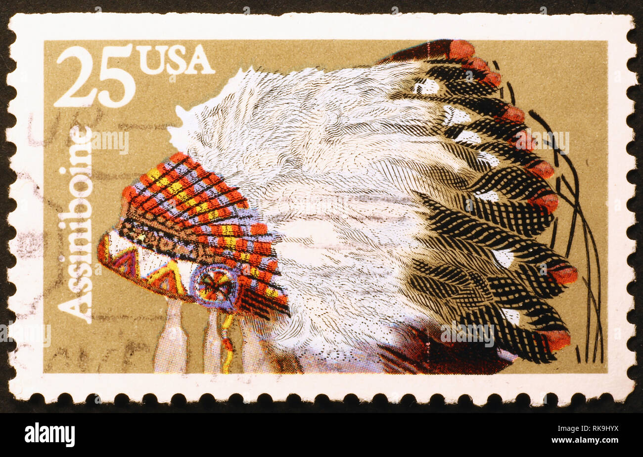 American indian headdress on postage stamp Stock Photo - Alamy