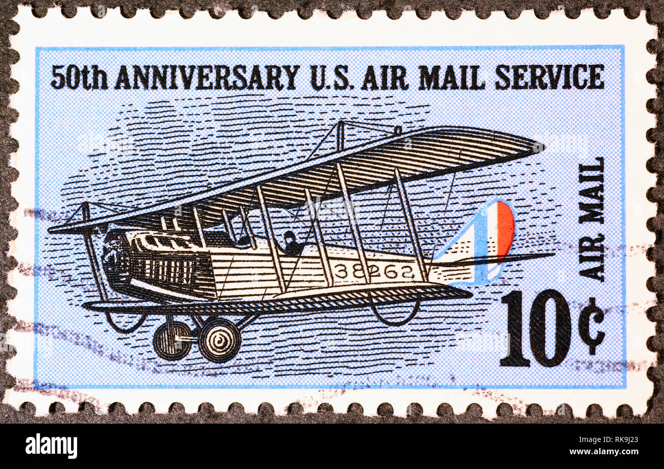 Anniversary of Air Mail Service on american postage stamp Stock Photo ...