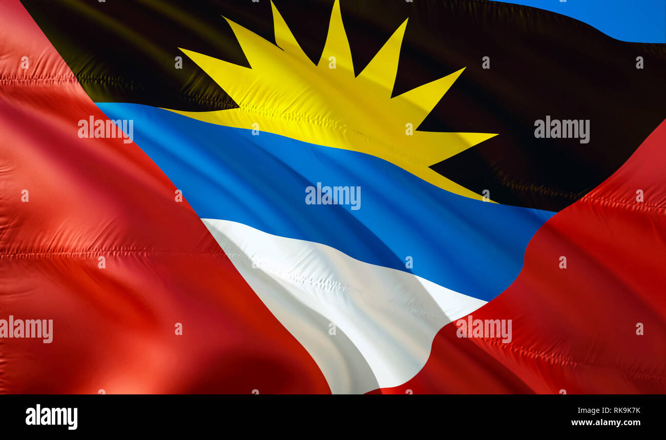 Flag of Antigua and Barbuda. 3D Waving flag design. The Caribbean ...