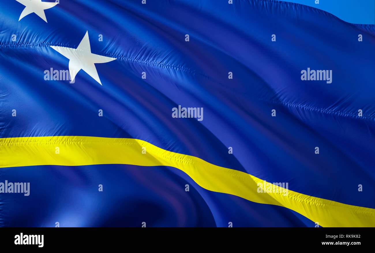 Flag of Curacao. 3D Waving flag design. The national symbol of Curacao ...