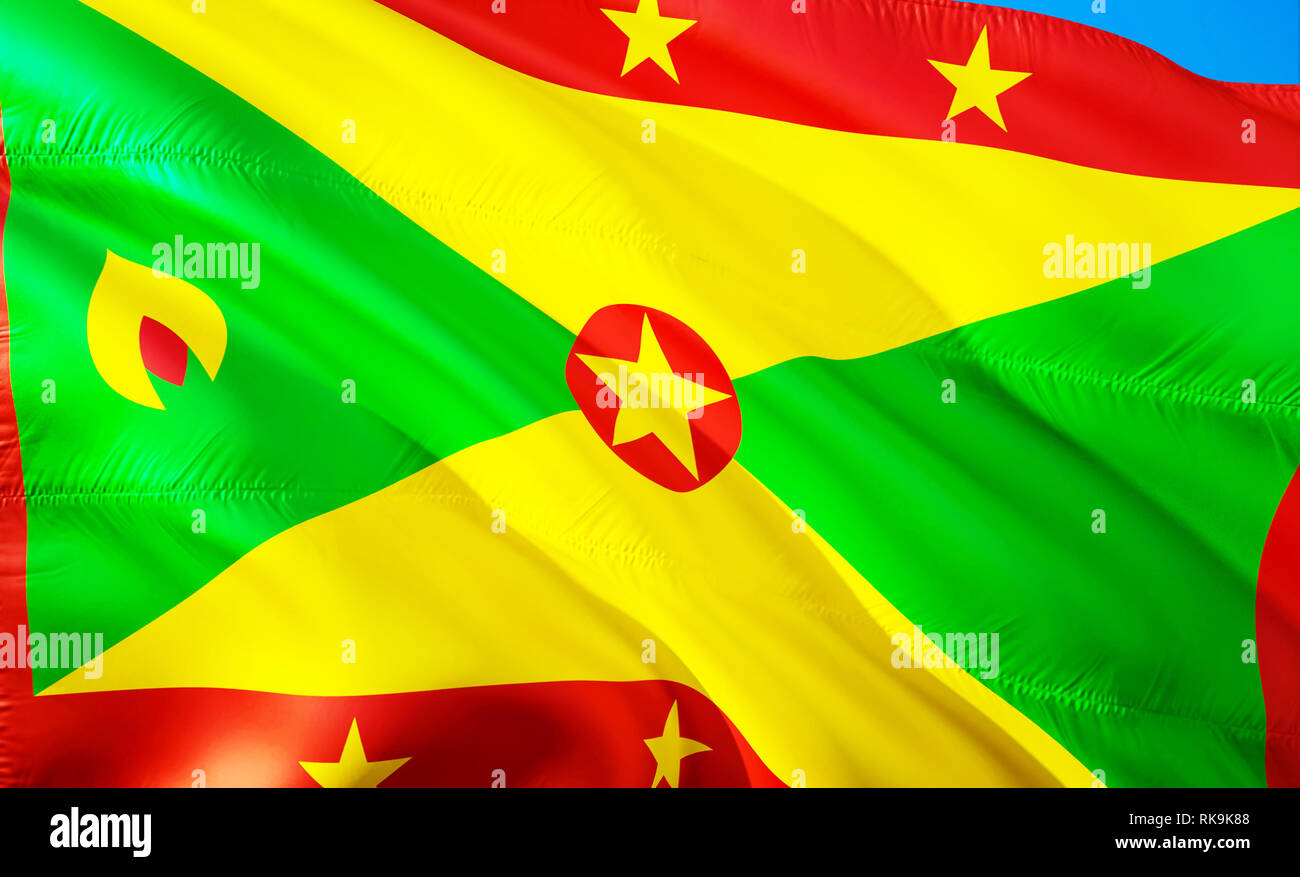 Flag of Grenada. 3D Waving flag design. The national symbol of Grenada ...