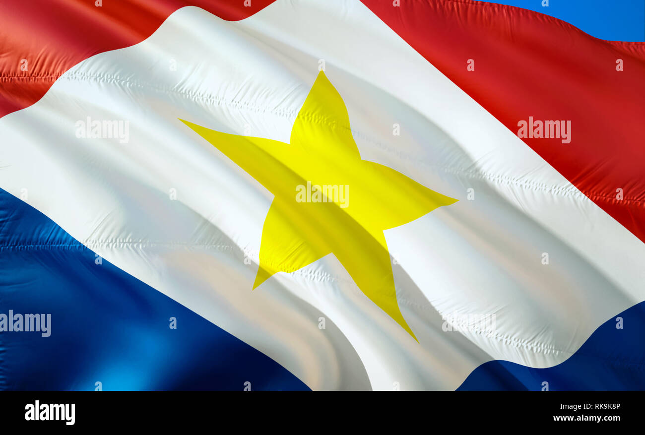 Flag of Saba island. 3D Waving flag design. The Caribbean national ...