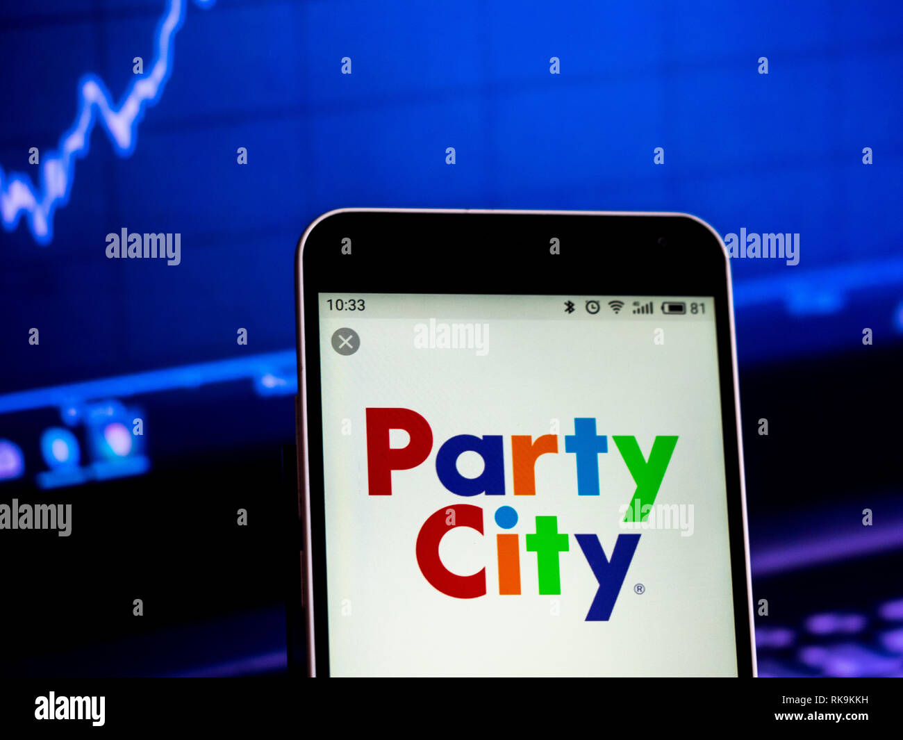 Party City Retail chain company logo seen displayed on smart phone ...