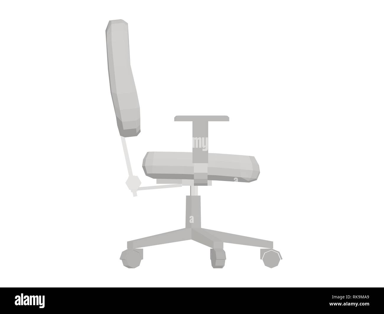 Office chair. Polygonal office chair in gray. Side view. 3D Vector ...