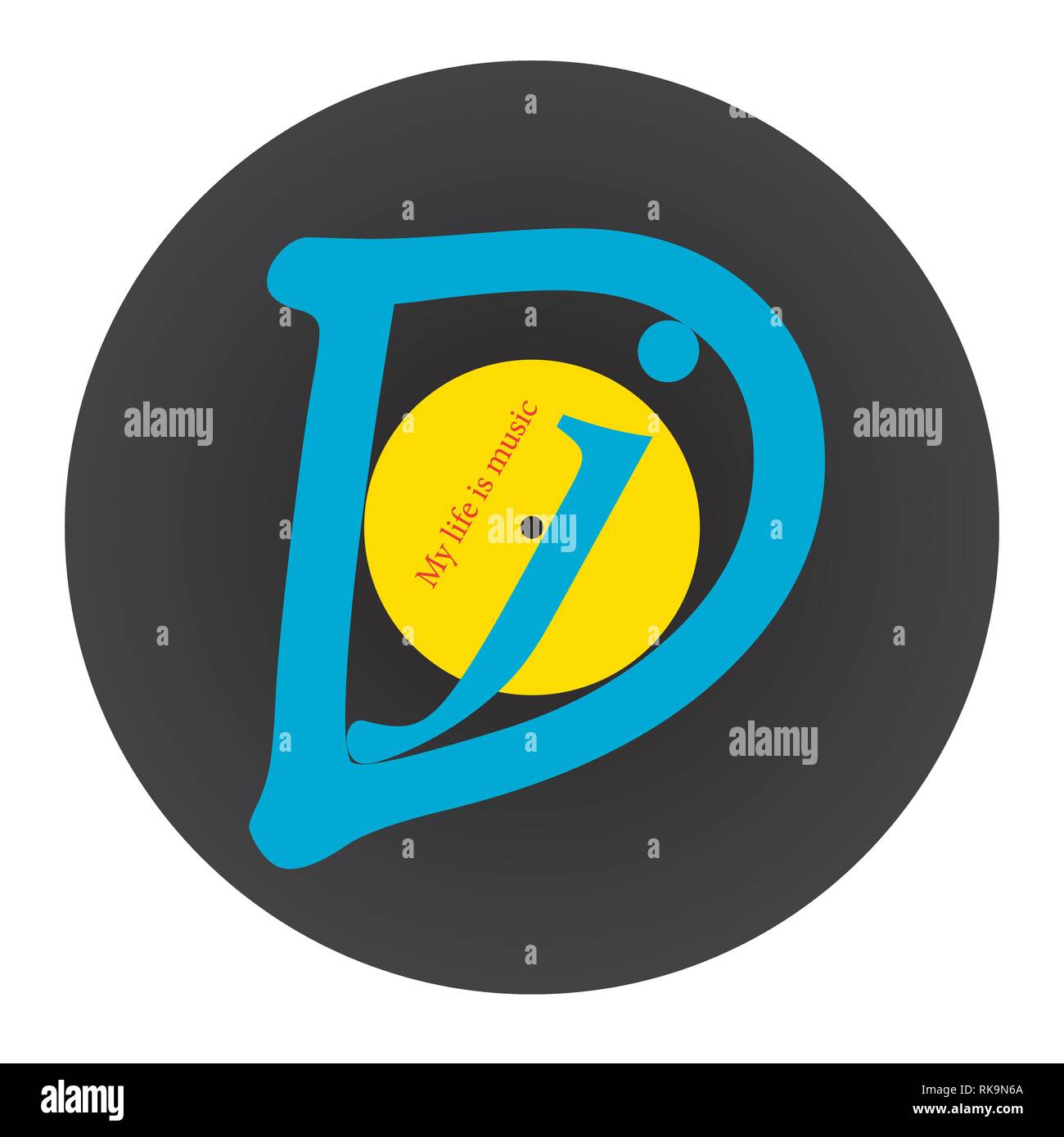 Logo with a vinyl record and the word DJ in the middle. Vector ...