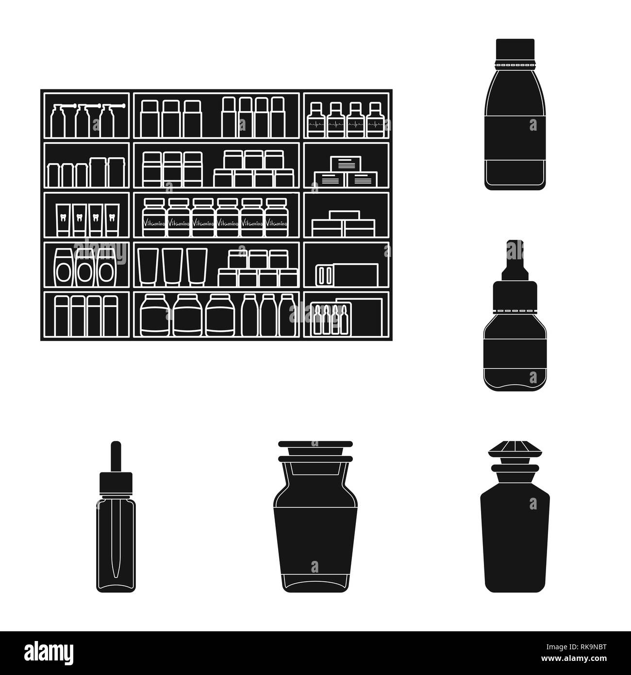 Pharmacy shelves Black and White Stock Photos & Images - Alamy