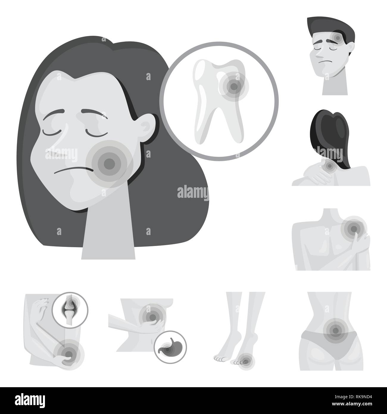 Vector design of suffering and injury logo. Collection of suffering and ...